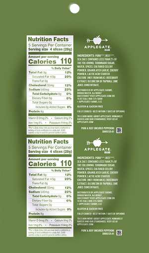 Products - Traditional Italian - Natural Pepperoni - Applegate