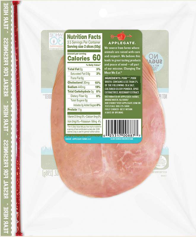 Products - Deli Meat - Natural Slow Cooked Ham - Applegate