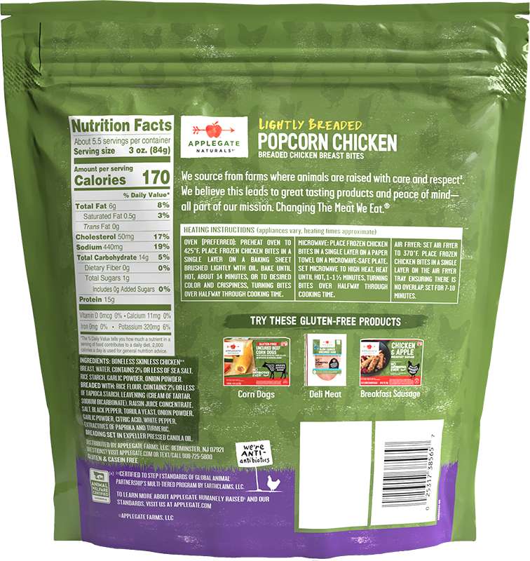 Products - Breaded Chicken - APPLEGATE NATURALS® Popcorn Chicken ...