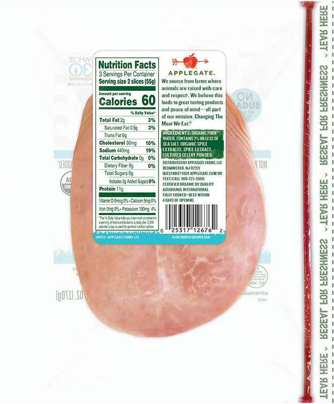 Products - Deli Meat - Organic Slow Cooked Ham - Applegate