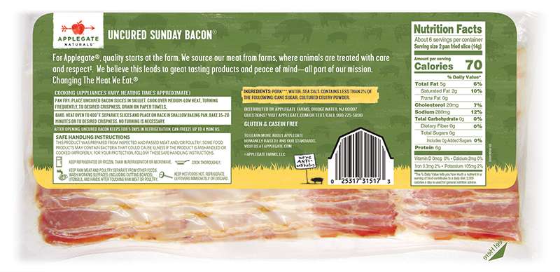 Products - Bacon - Applegate Naturals Sunday Bacon, 12oz - Applegate