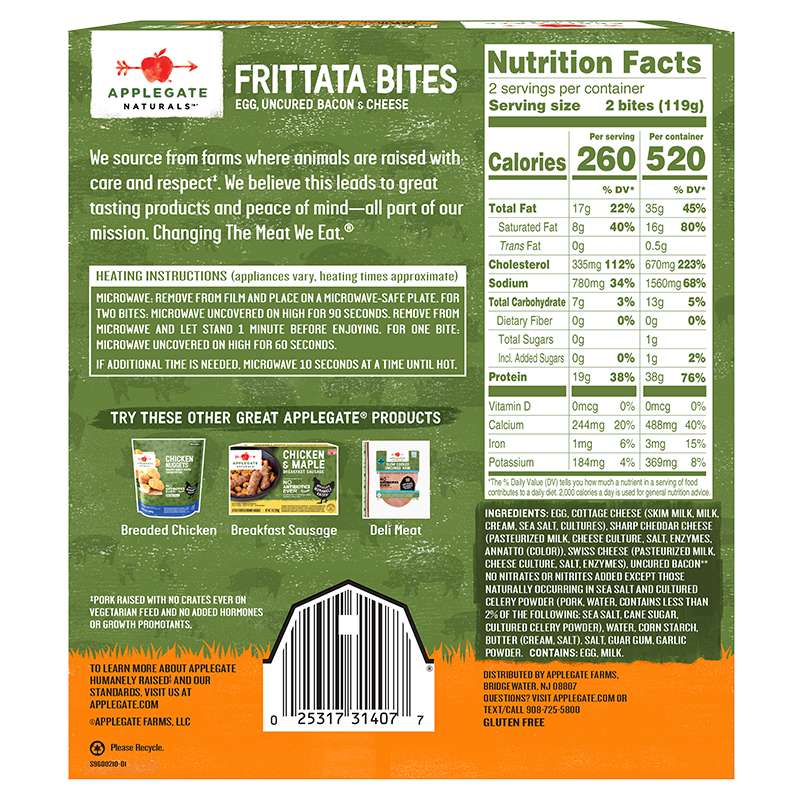Products - Frittata Bites - Applegate Naturals® Egg, Uncured Bacon and ...