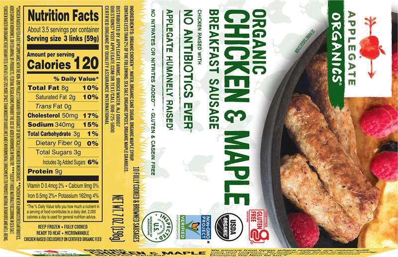 Products - Breakfast Sausage - Organic Chicken and Maple Breakfast Sausage - Applegate
