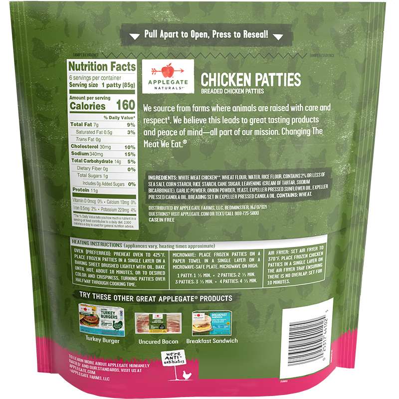 Products - Breaded Chicken - Applegate Naturals® Chicken Patties ...